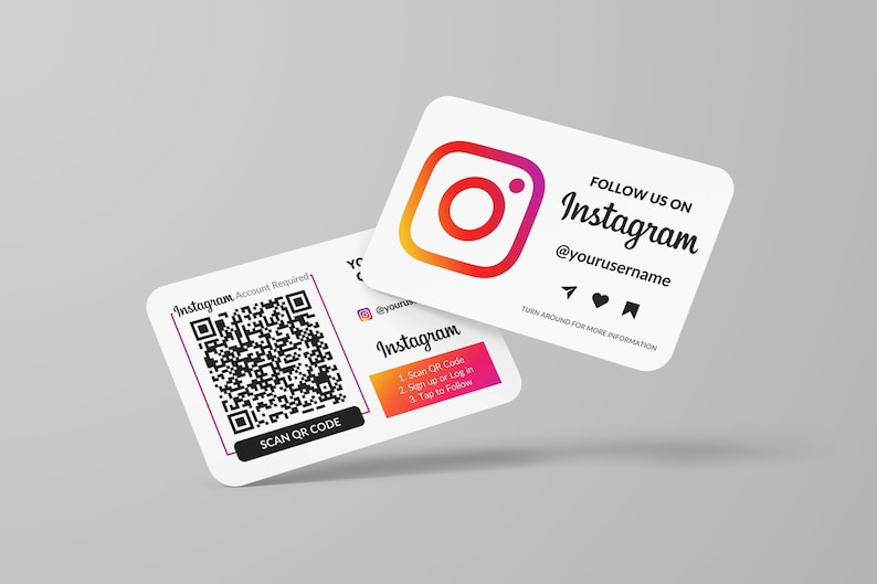 Instagram Business Card, QR Code Followers, Insta QR Cards, Custom ...