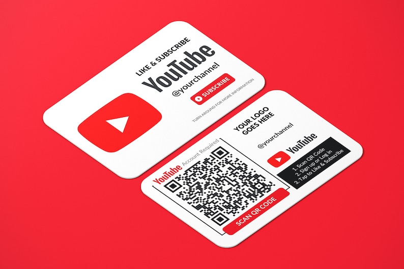 Youtube Business Card, Logo QR Code Design, Subscribe Cards, Like Cards ...