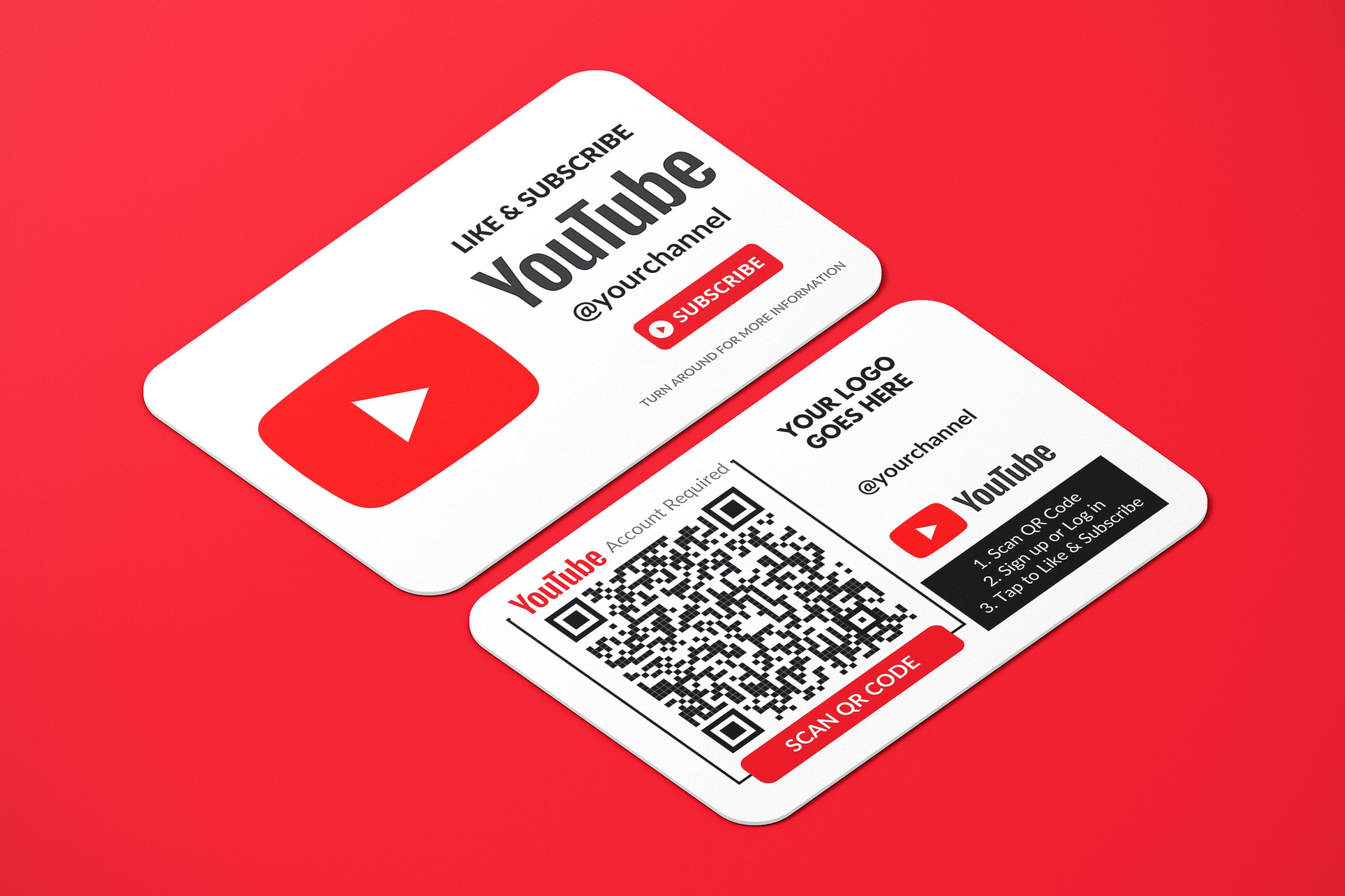 Youtube Business Card, Logo QR Code Design, Subscribe Cards, Like Cards ...