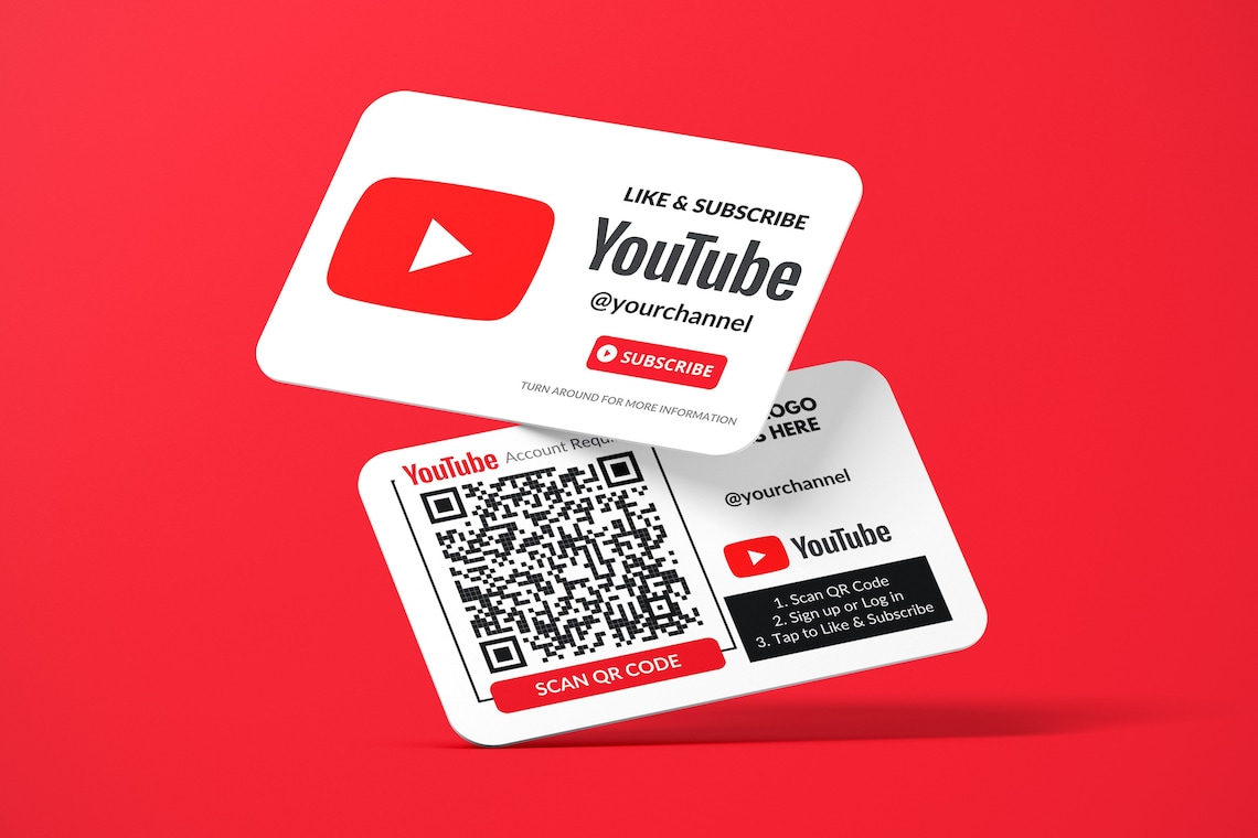 Youtube Business Card, Logo QR Code Design, Subscribe Cards, Like Cards ...