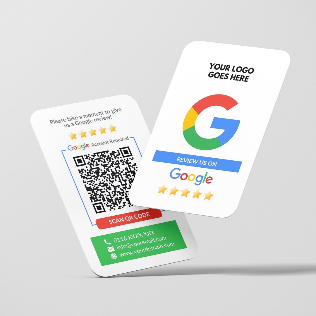 Business Cards With Google Review Rating QR Code, Custom Business Card ...