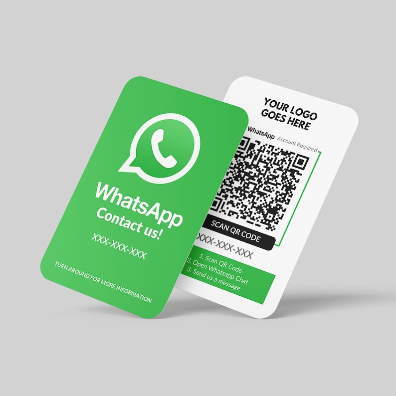 Whatsapp QR Code Business Card, Whatsapp Message, Custom Business Card ...