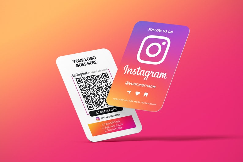 Instagram Business Card QR Code Followers Insta QR Cards - Etsy