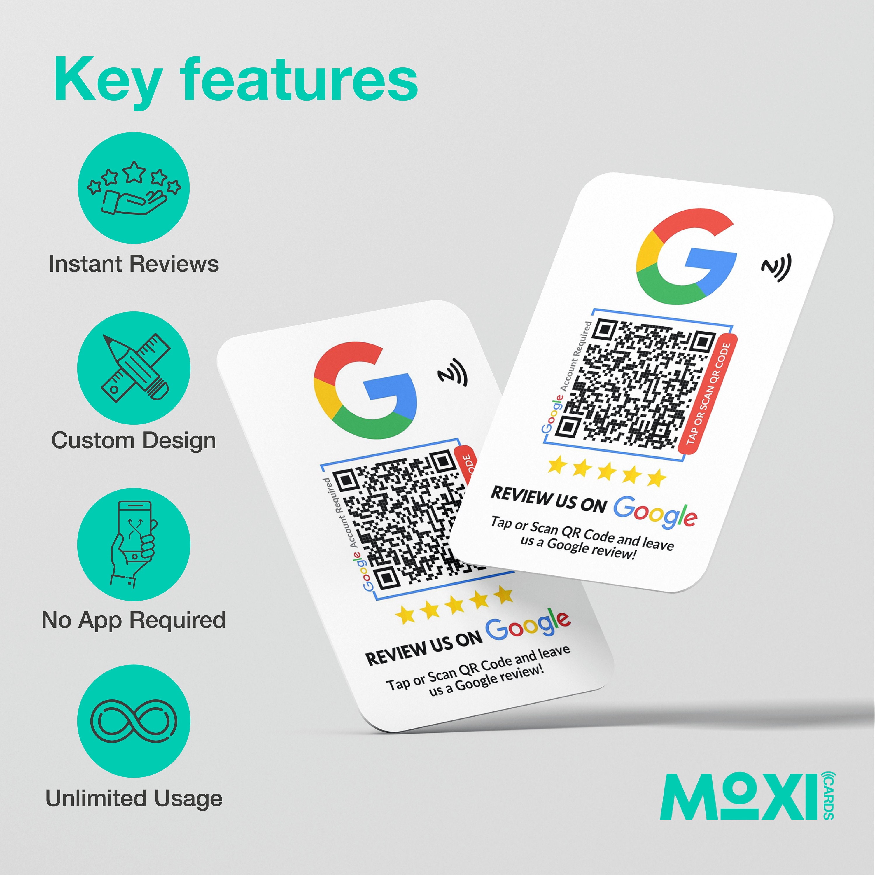 4 NFC Contactless Google Review Cards Single Sided Card PVC - Etsy