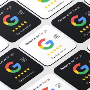 Black Google Review NFC Plate Stand, Table Plate, Boost Your Google ...