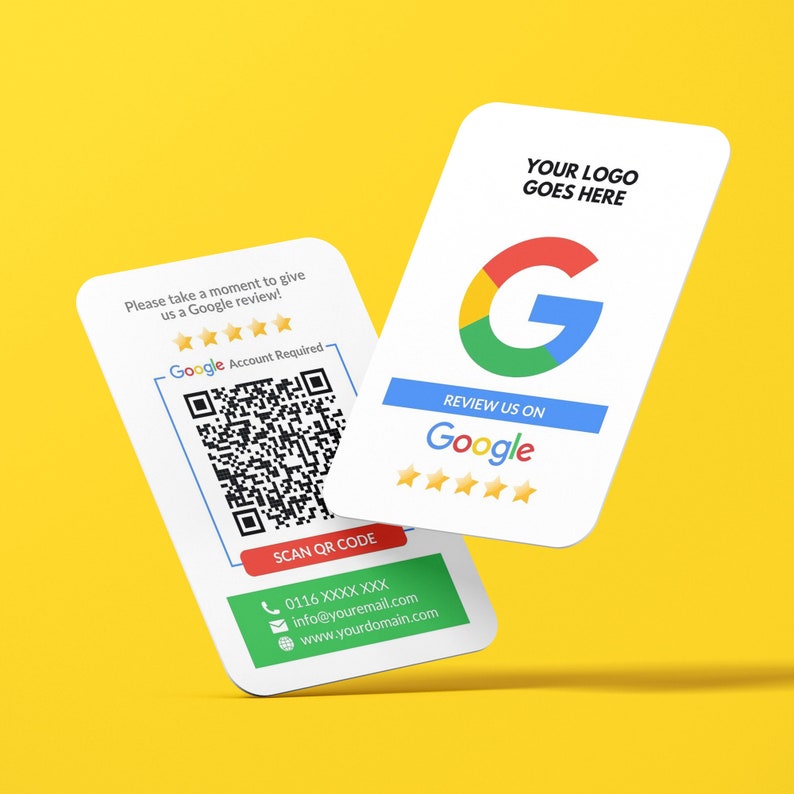 Business Cards With Google Review Rating QR Code, Custom Business Card ...