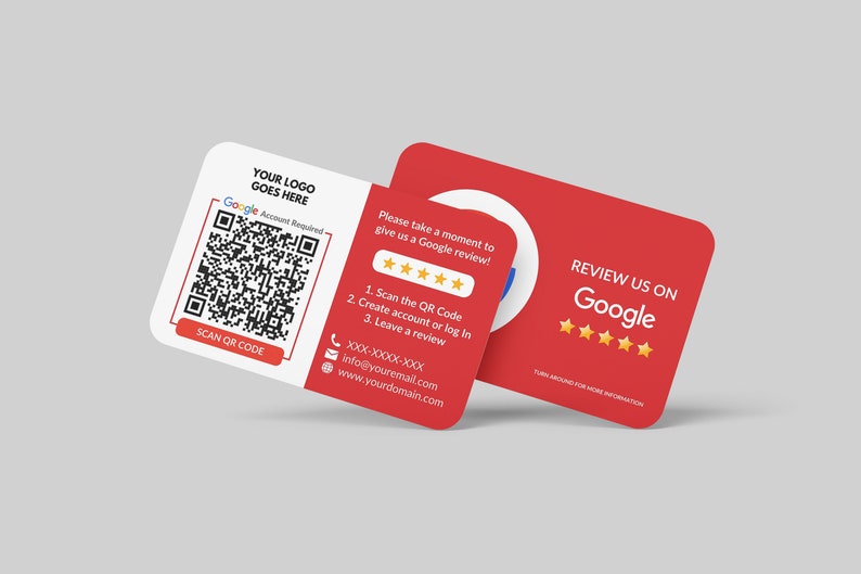 Business Card Google Review Logo QR Code Design Custom - Etsy
