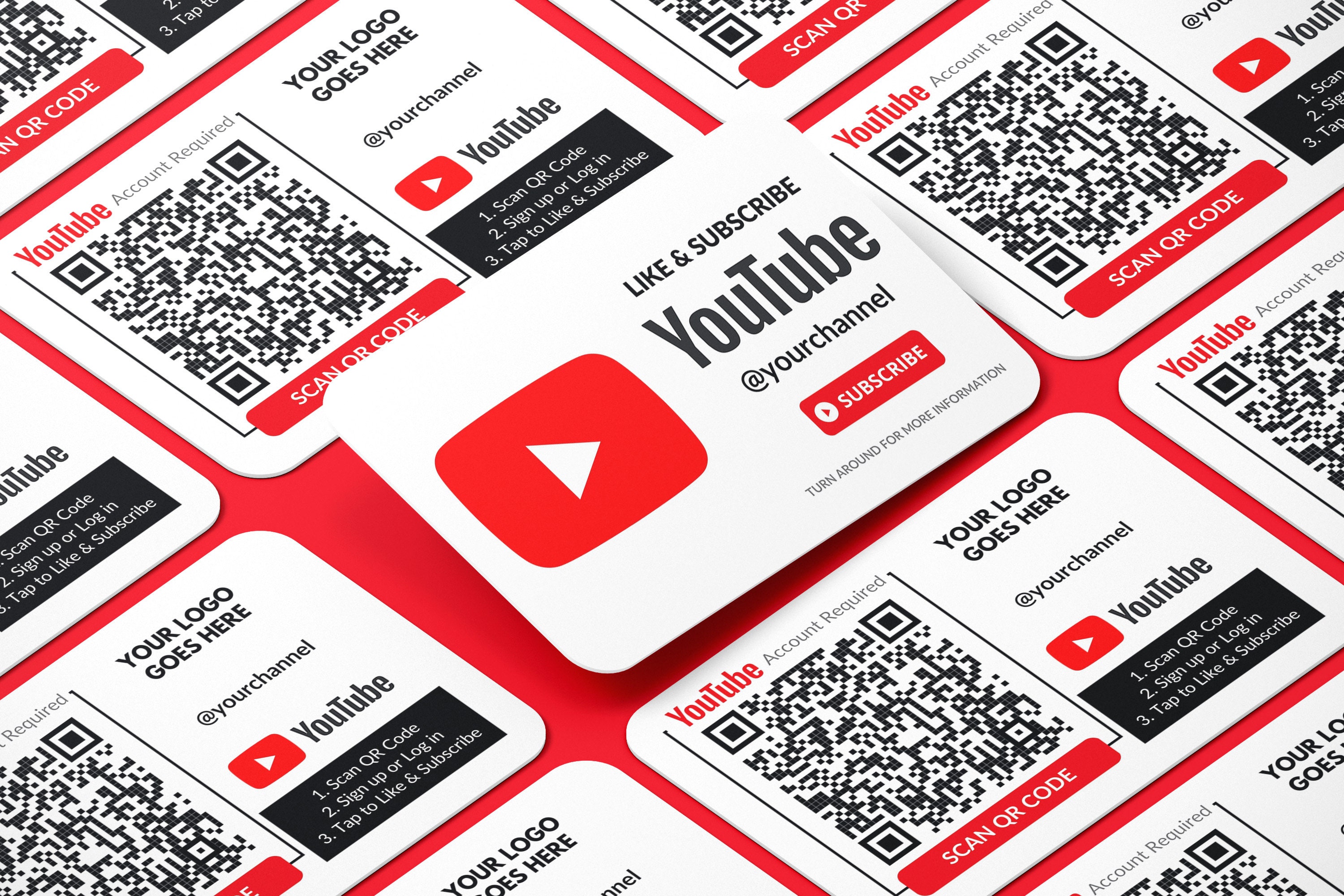 Youtube Business Card, Logo QR Code Design, Subscribe Cards, Like Cards ...