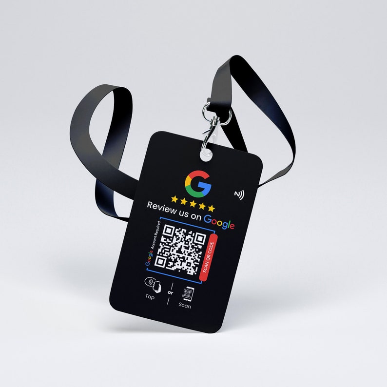 Black NFC Review Cards, Lanyard ID Card, Google Review, PVC Feedback ...