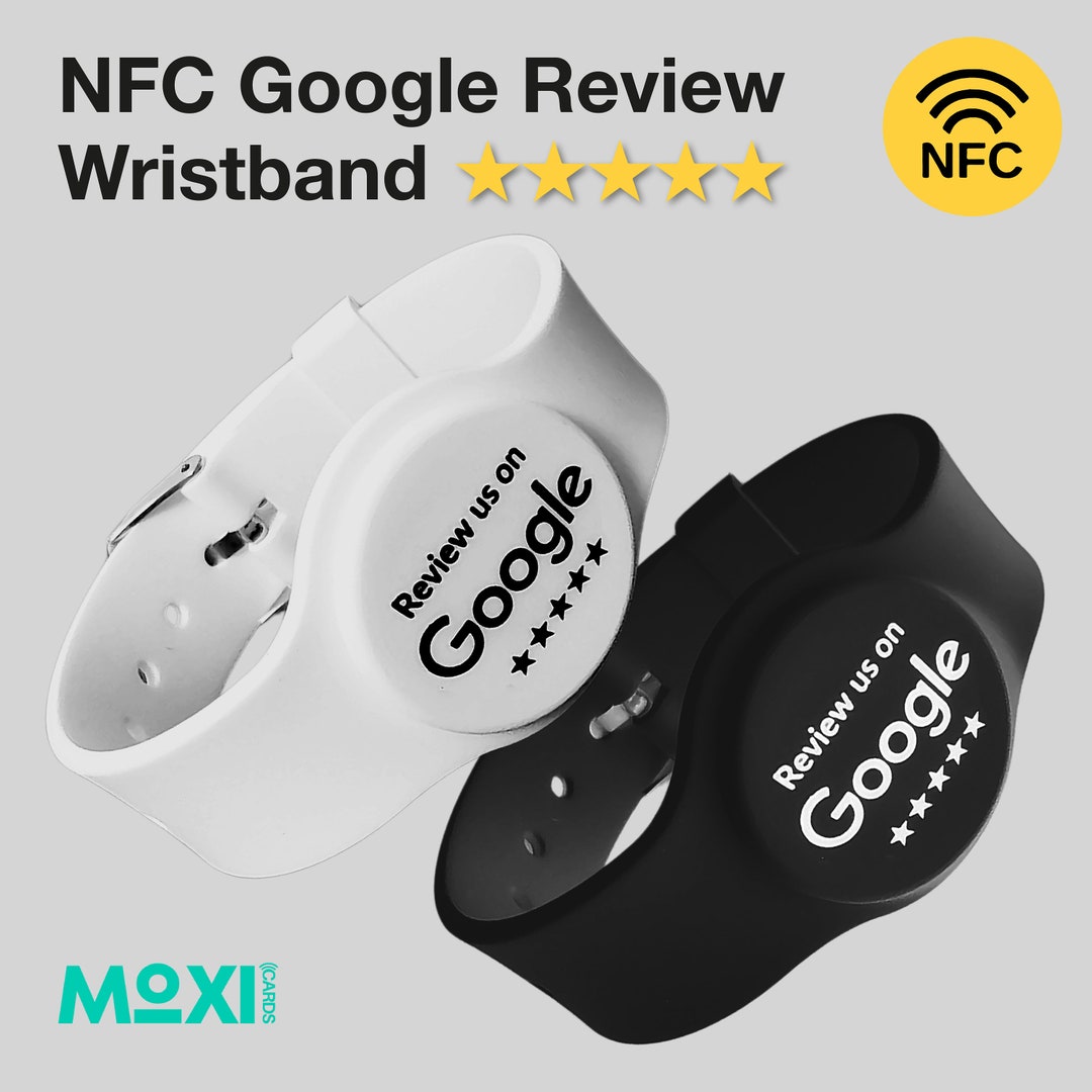 Google Review NFC Wristband, White or Black NFC Wrist Band, Watch Strap ...