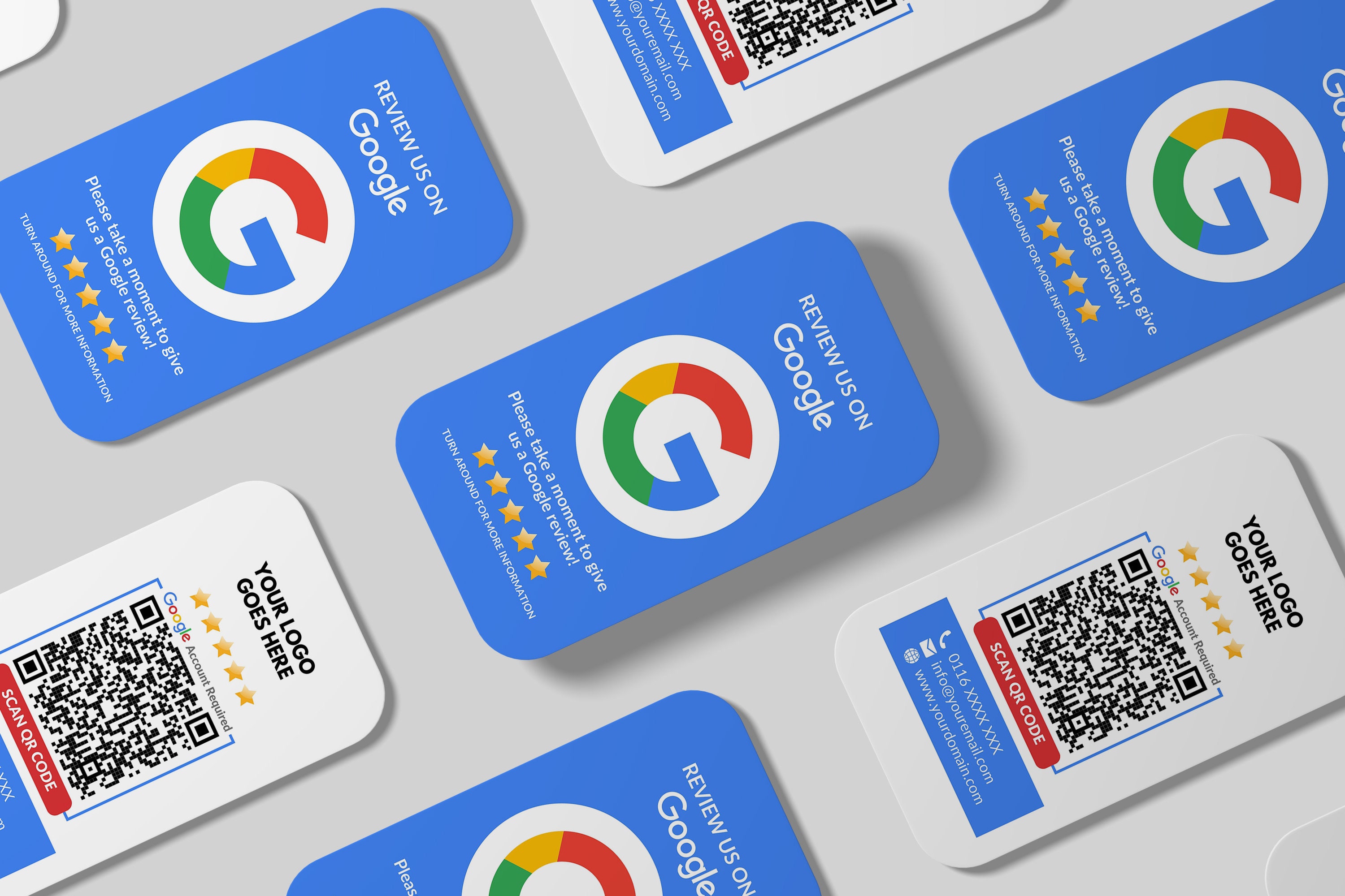 Business Cards With Google Review Rating QR Code, Custom Business Card ...