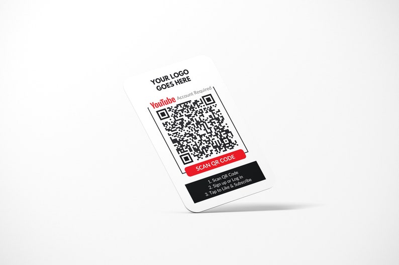 Youtube Business Card Logo QR Code Design Subscribe Cards - Etsy
