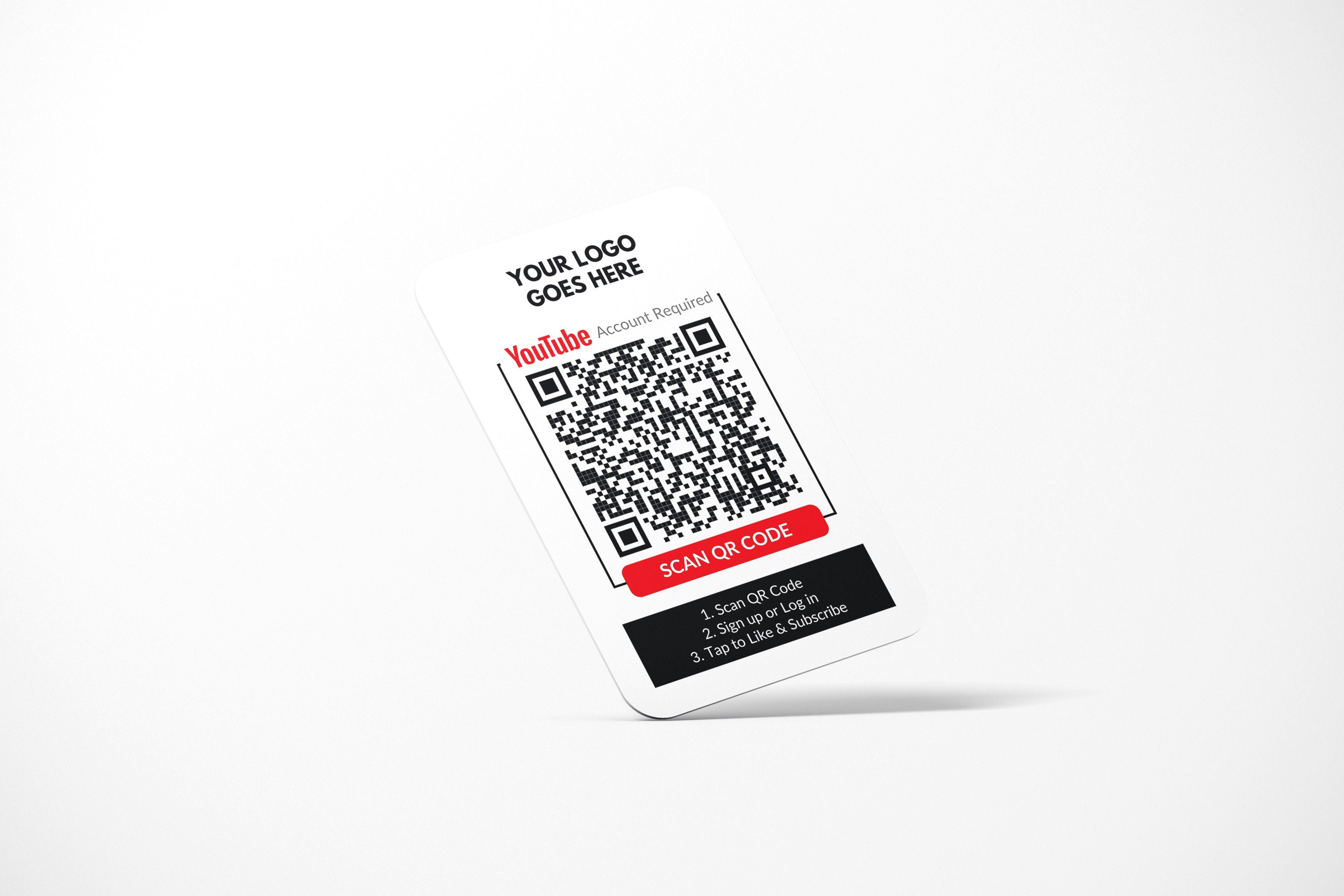 Youtube Business Card Logo QR Code Design Subscribe Cards - Etsy