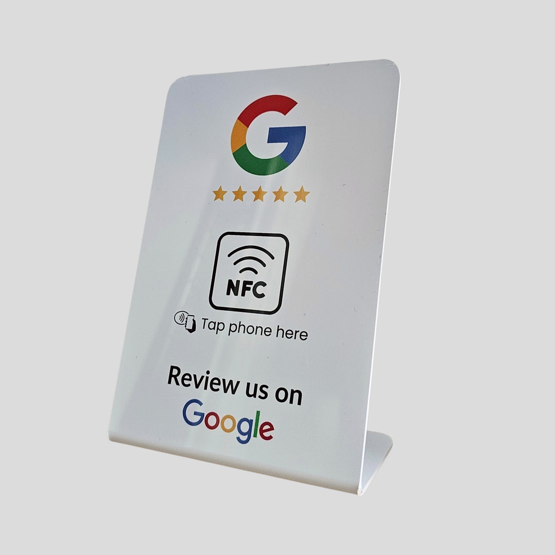 White Google Review NFC Table Stand, Table Stand, Boost Your Google ...