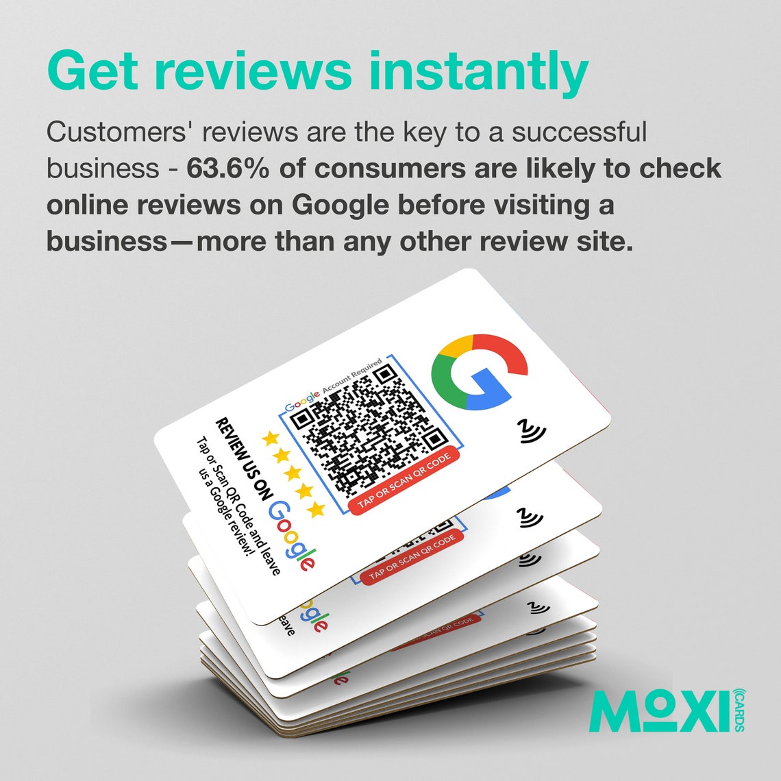4 NFC Contactless Google Review Cards Single Sided Card PVC - Etsy