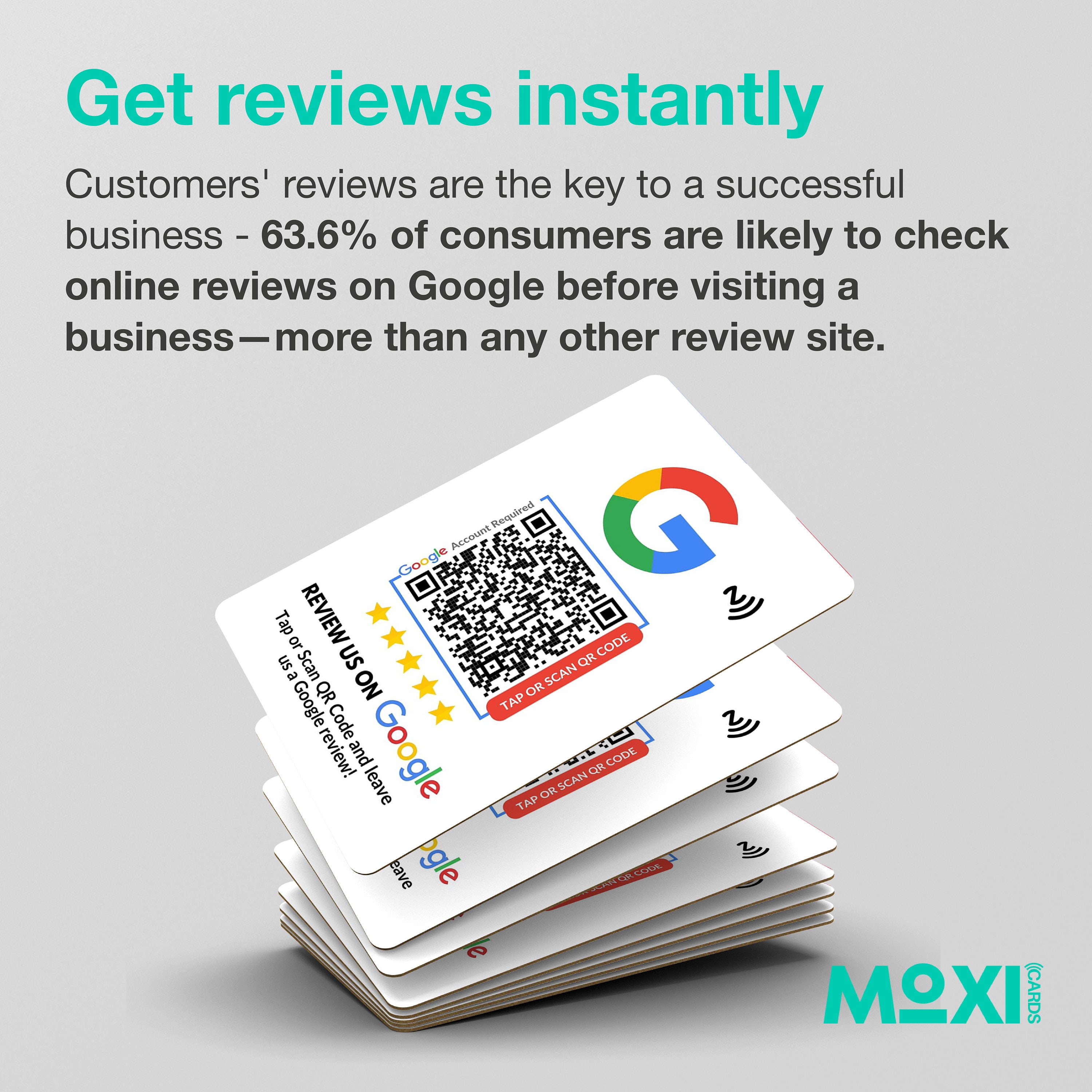 4 NFC Contactless Google Review Cards, Single Sided Card, PVC Feedback ...