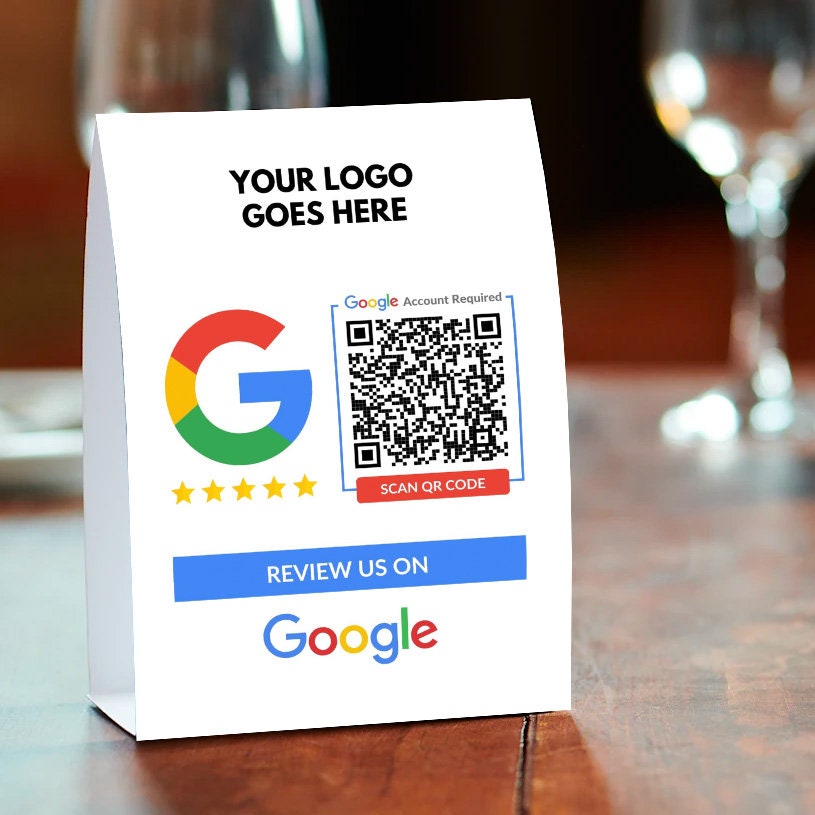 Google Tent Cards Table Review Rating QR Code, Custom Card, Printed ...