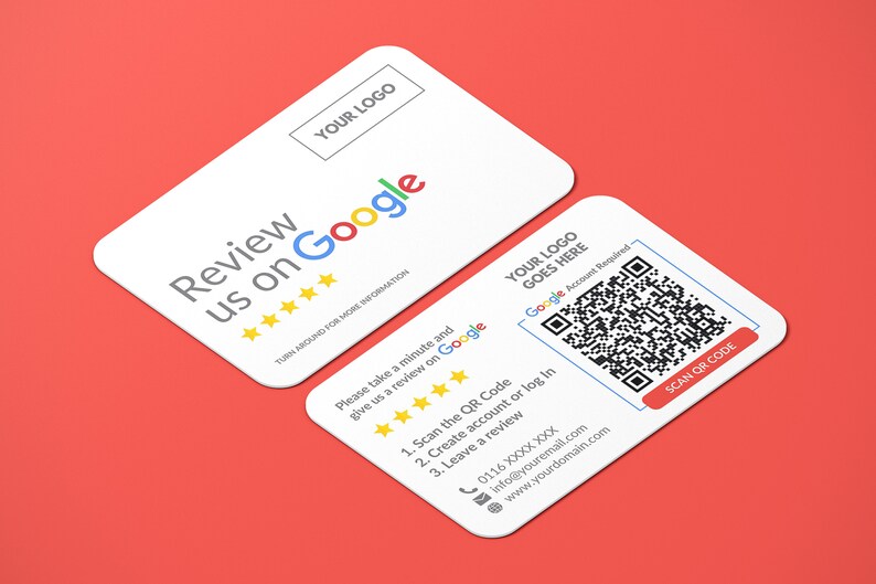 Business Card Google Review Logo QR Code Design Custom - Etsy