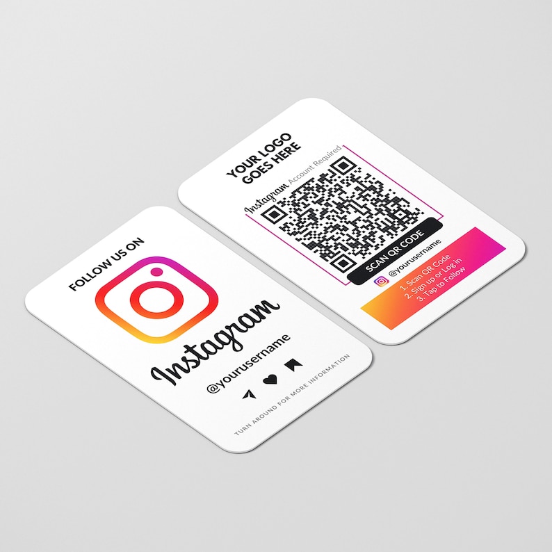 Instagram Business Card QR Code Followers Insta QR Cards - Etsy