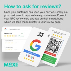 NFC Contactless Google Review Cards, Personalised Design, PVC Feedback ...