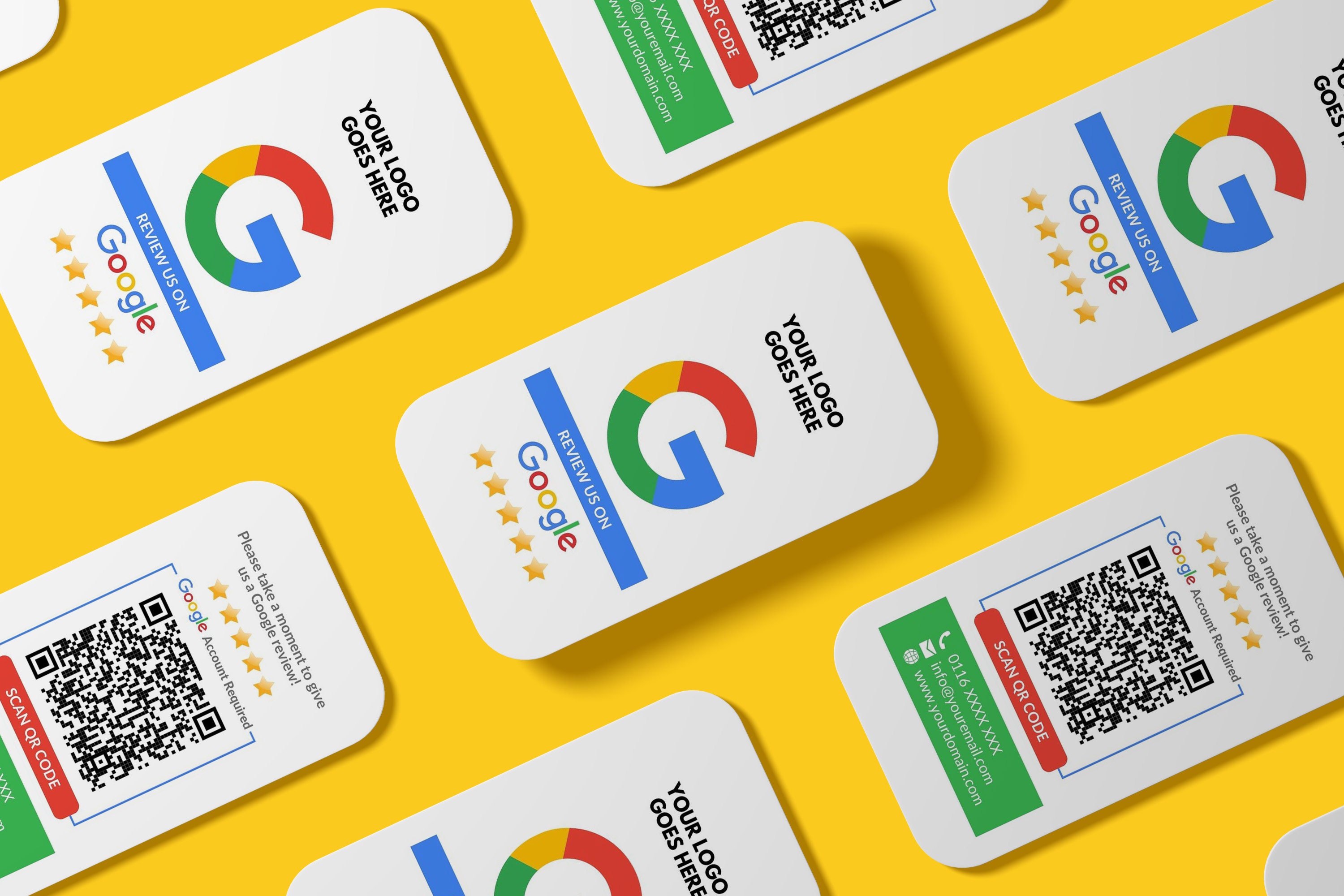 Business Cards With Google Review Rating QR Code, Custom Business Card ...