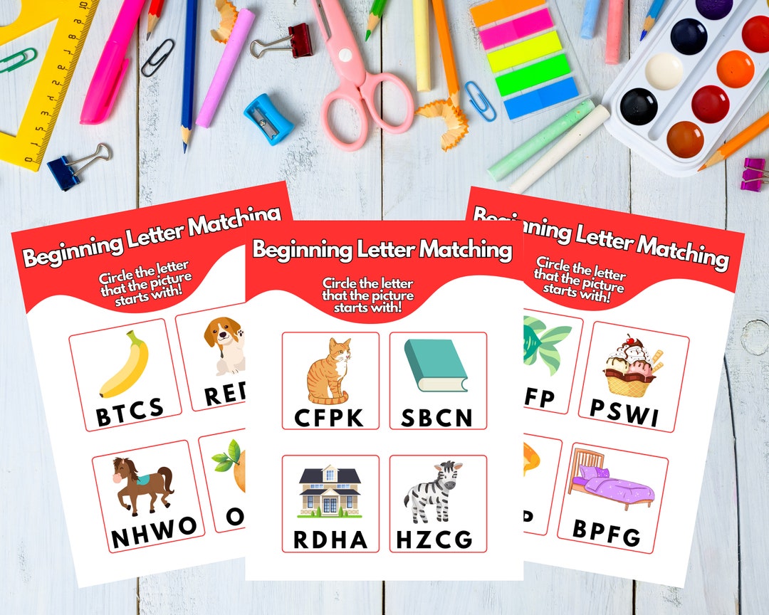 Beginning Letter Matching Worksheet for Preschoolers - Etsy