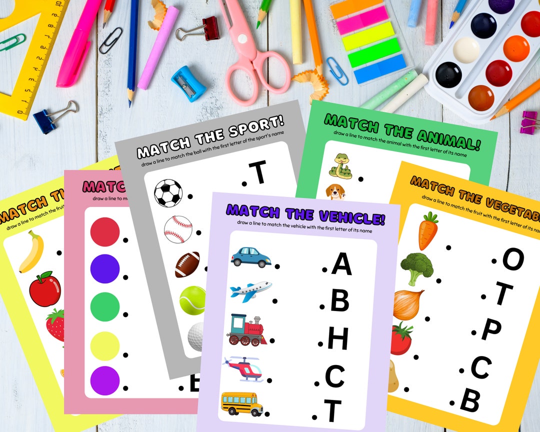 Kids Preschool Matching Printable Worksheet - Match the Letters! - Etsy