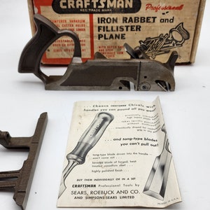 Vintage Original Craftsman Rabbet and Fillister Plane in Box - Etsy