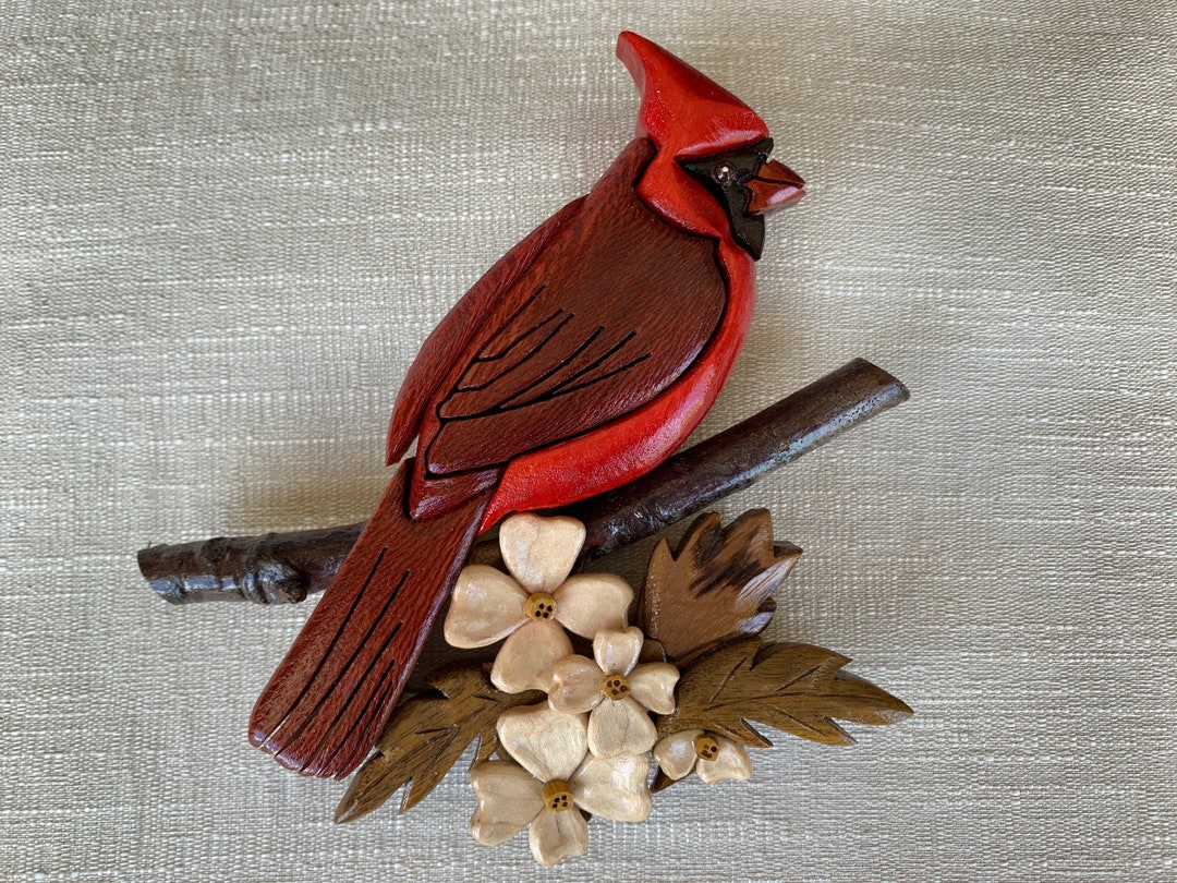 Unique Mothers Day Gift Red Cardinal Wooden Wall Art, Wood Intarsia ...