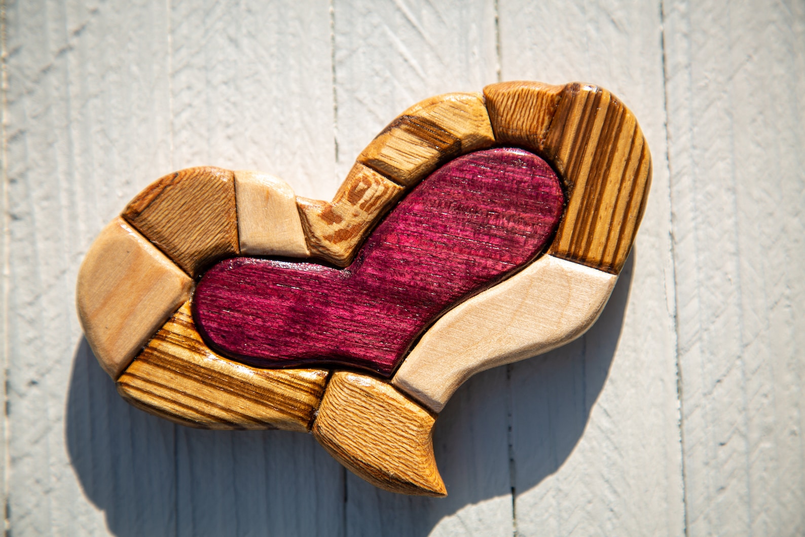 Intarsia Wood Heart Magnet: Handmade Wall Decor Gift - Etsy