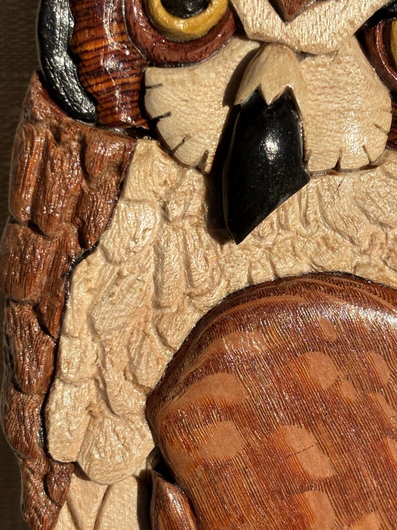 Handmade Owl Intarsia Wood Wall Art: Unique Wooden Decor - Etsy