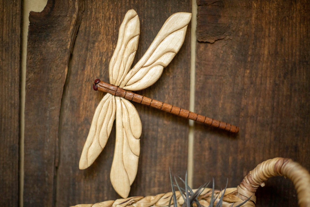 Handmade Intarsia Wood Dragonfly Magnet: Unique Wooden Wall Art - Etsy