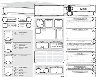 D&d Monk Fillable - Etsy
