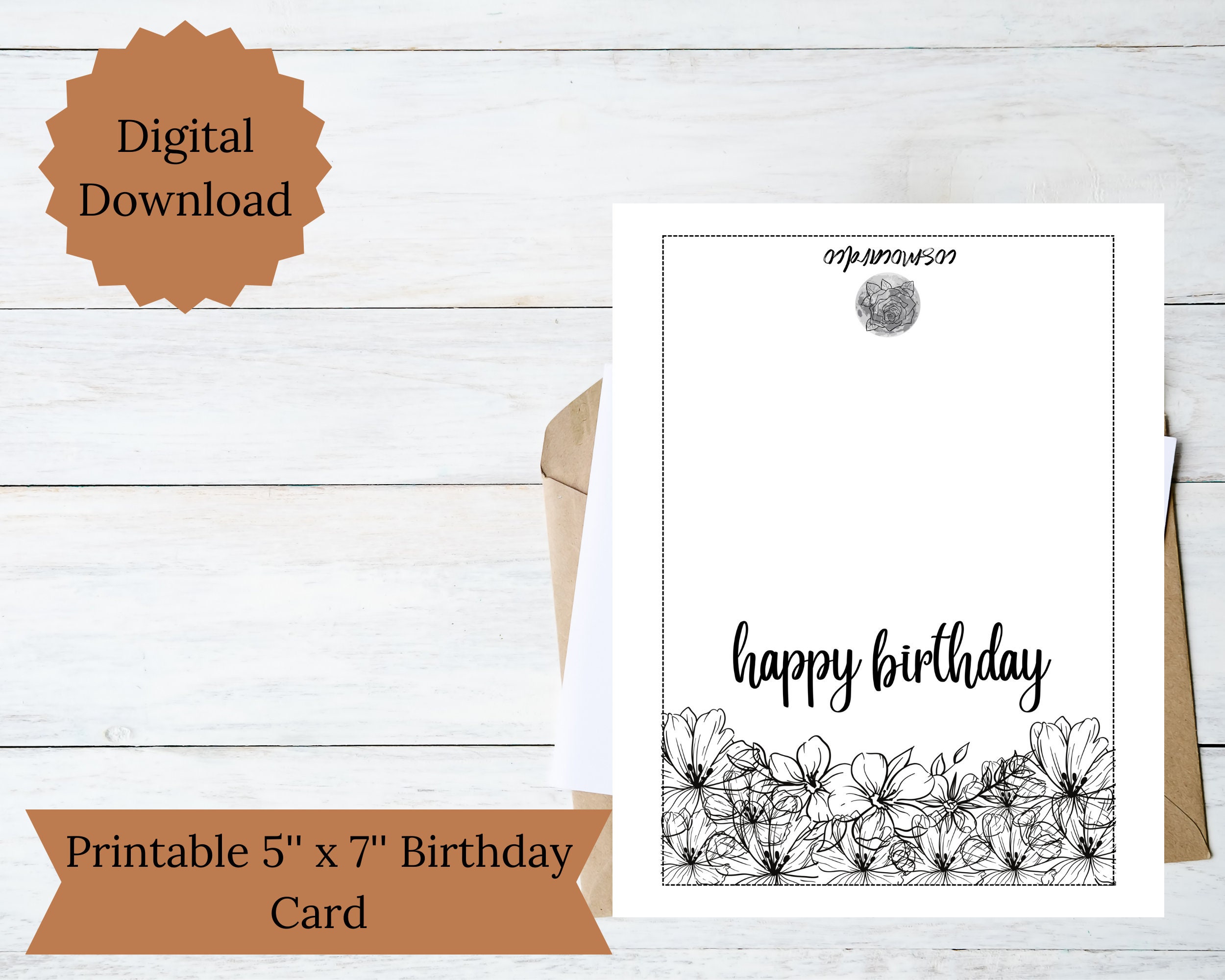 Printable Happy Birthday Card Simple Happy Birthday Card Cursive ...