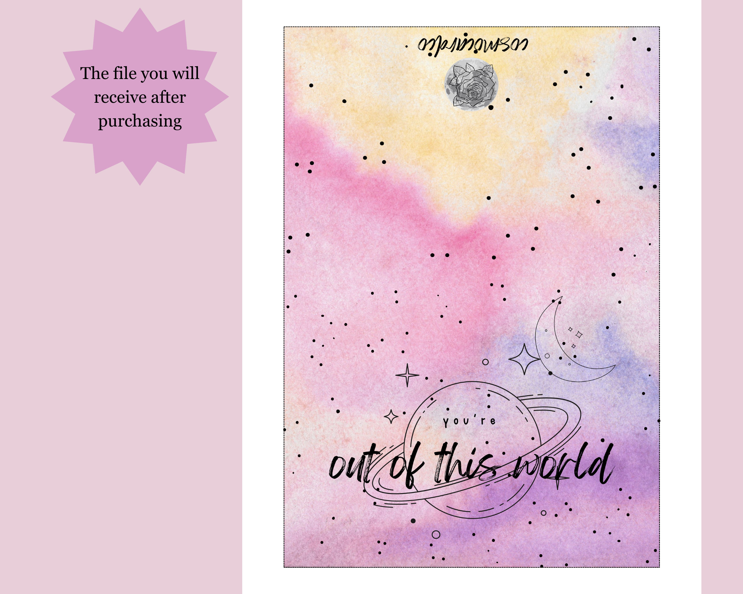 Space Card You're Out of This World Digital Card Printable Appreciation ...