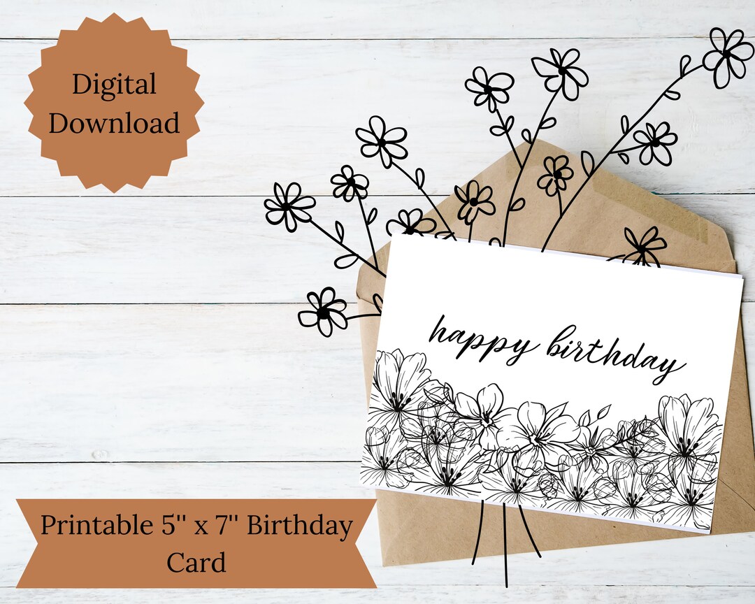 Printable Happy Birthday Card Simple Happy Birthday Card Cursive ...