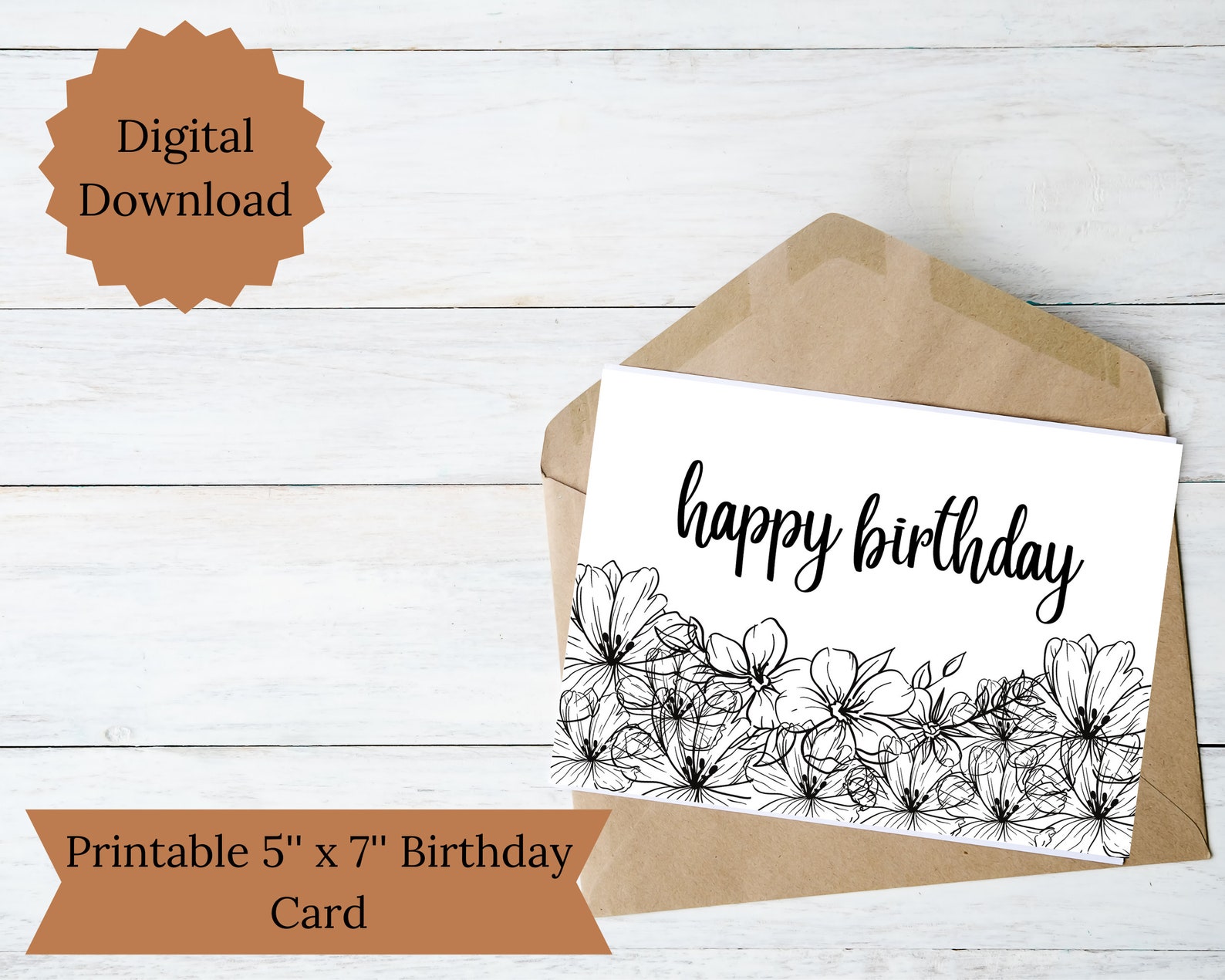 Printable Happy Birthday Card Simple Happy Birthday Card Cursive ...