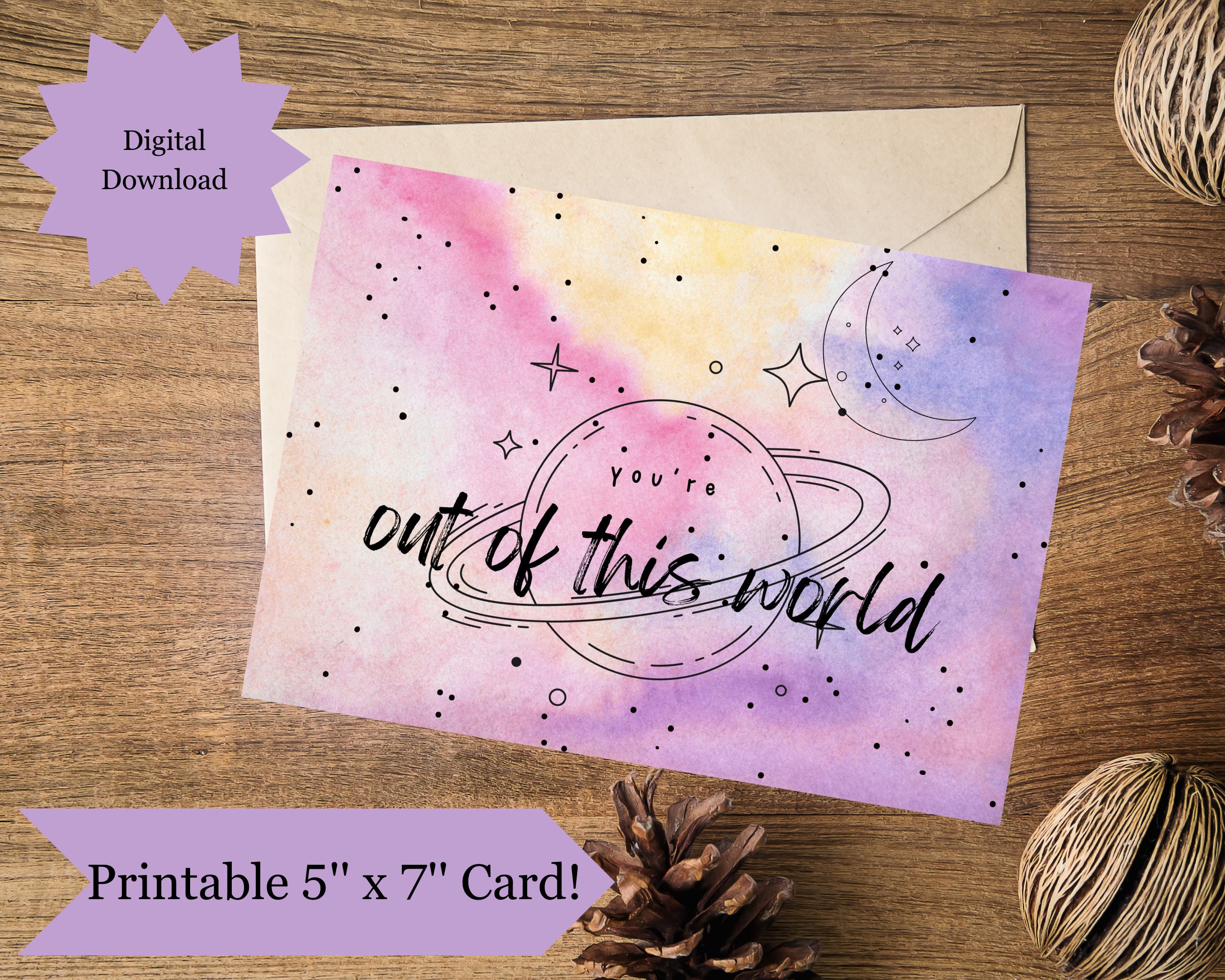 Space Card You're Out of This World Digital Card Printable Appreciation ...
