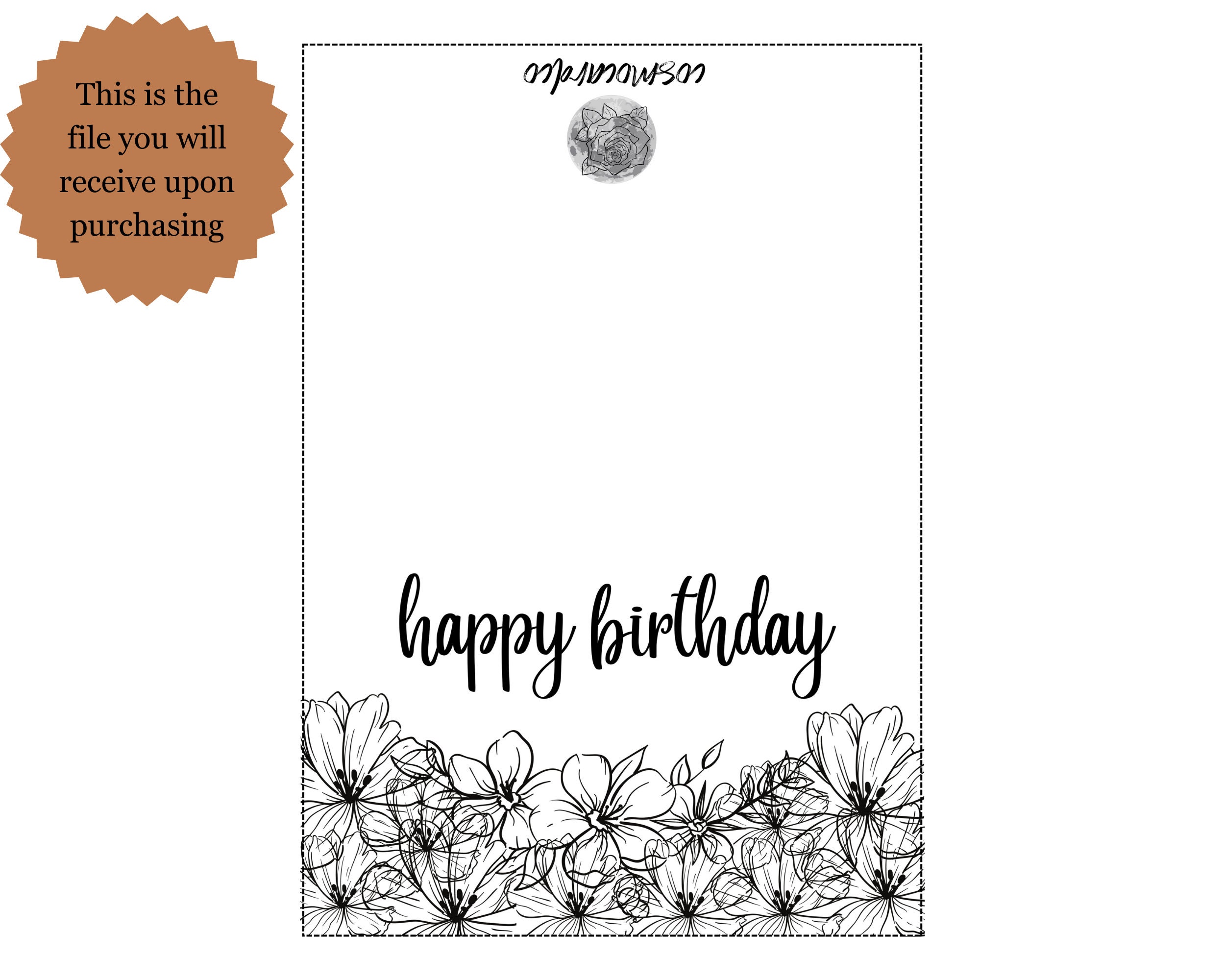 Printable Happy Birthday Card Simple Happy Birthday Card Cursive ...
