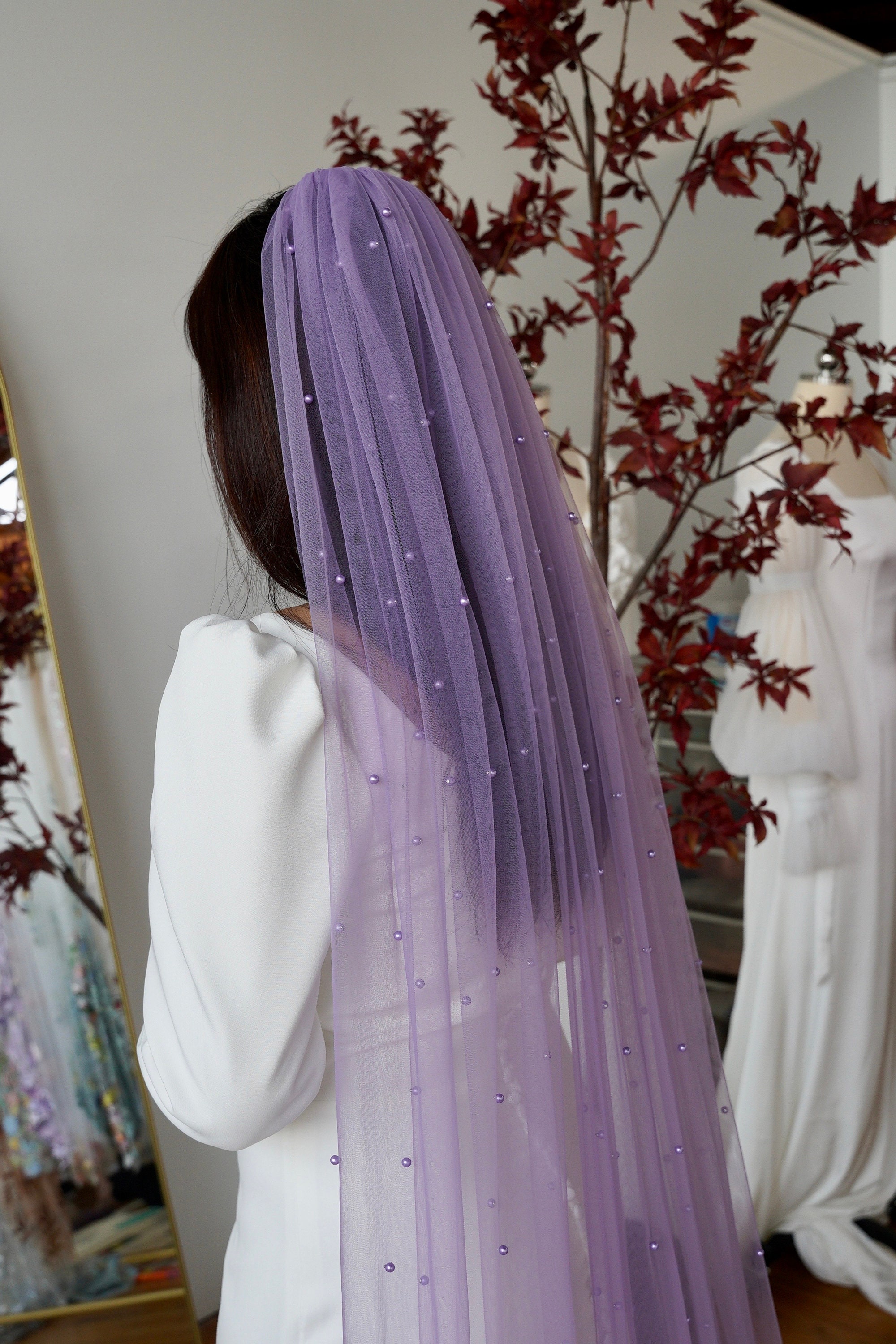 Grace - Pearl Bridal Veils, Lavender Wedding, White Wedding,unique ...