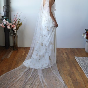 Malika - Starlight Tulle With Glitter Gold Bridal Cape,gold Wedding, Unique Colorful Veil ...