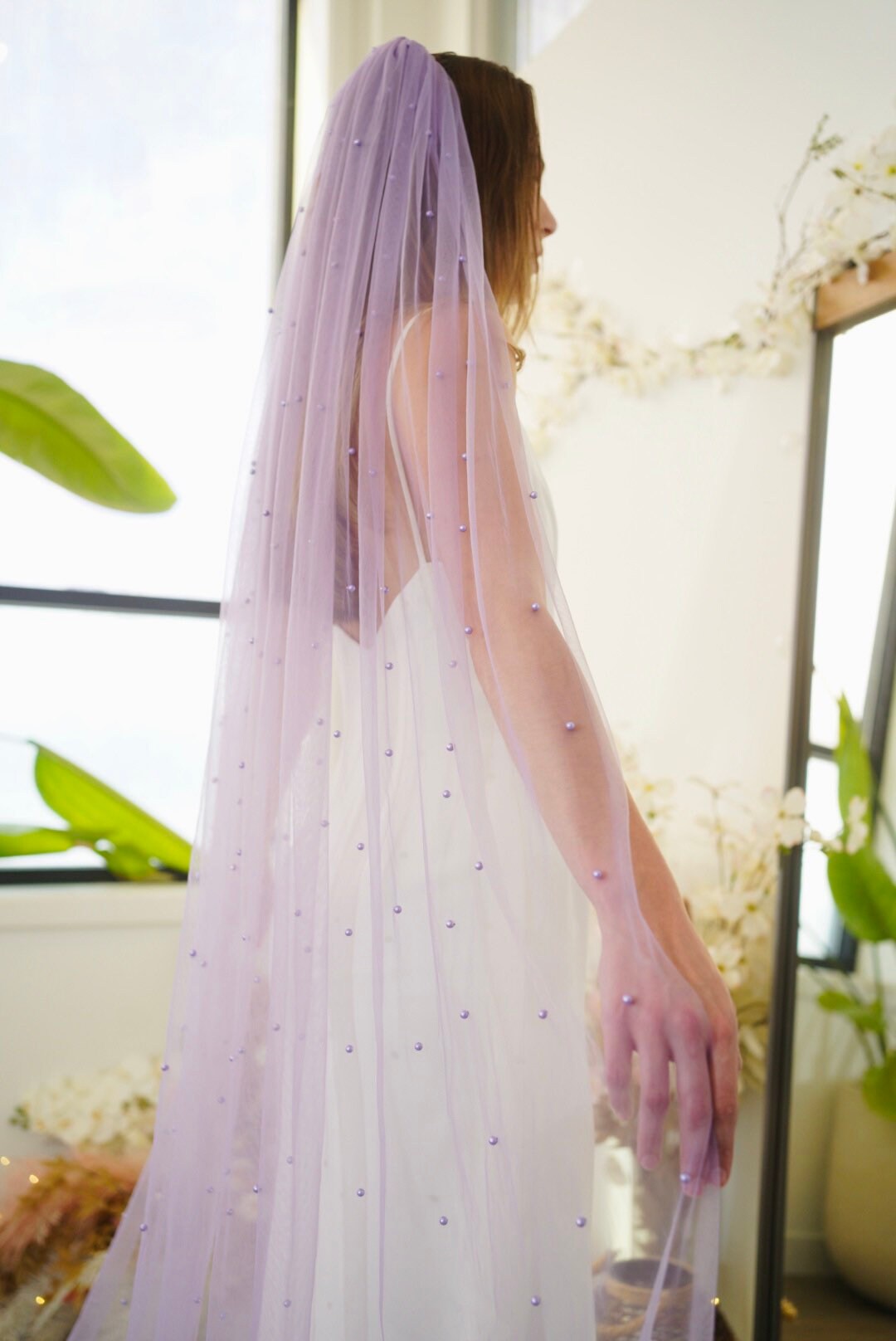 Grace Pearl Bridal Veils Lavender Wedding White - Etsy