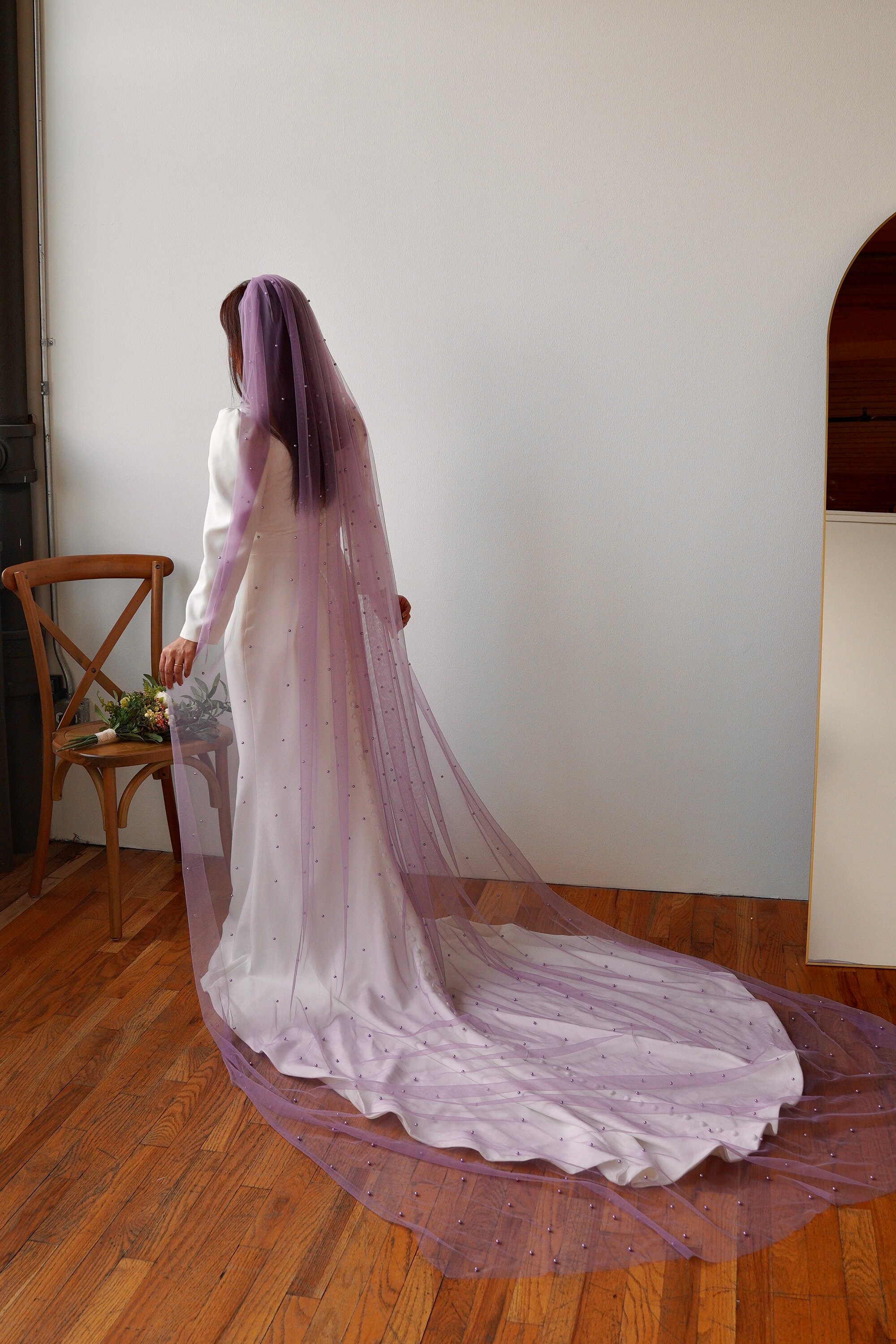 Grace - Pearl Bridal Veils, Lavender Wedding, White Wedding,unique ...