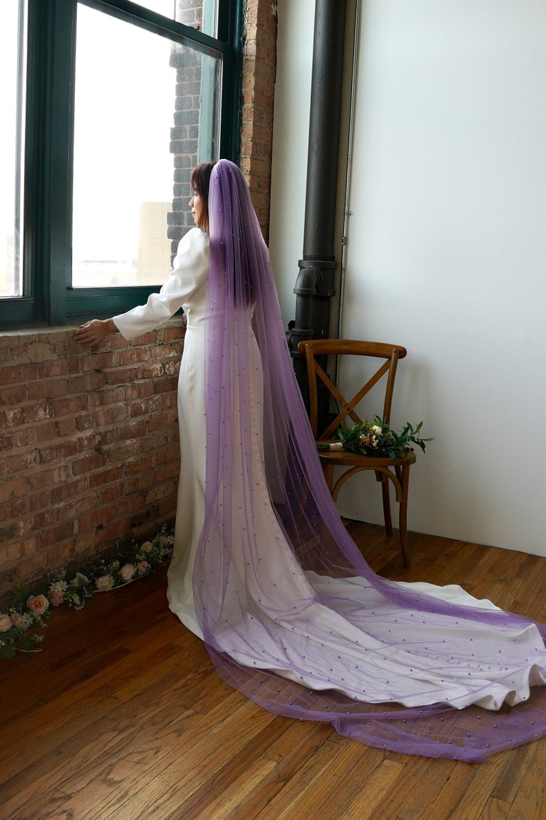 Grace - Pearl Bridal Veils, Lavender Wedding, White Wedding,unique ...
