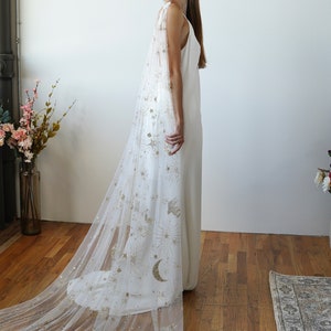 Malika - Starlight Tulle With Glitter Gold Bridal Cape,gold Wedding, Unique Colorful Veil ...