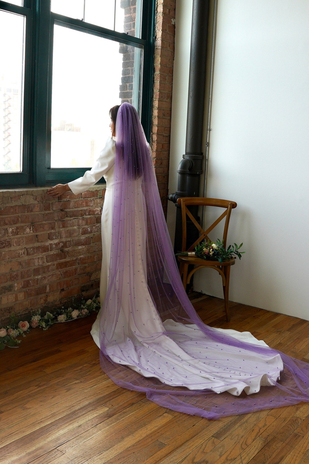 Grace - Pearl Bridal Veils, Lavender Wedding, White Wedding,unique ...