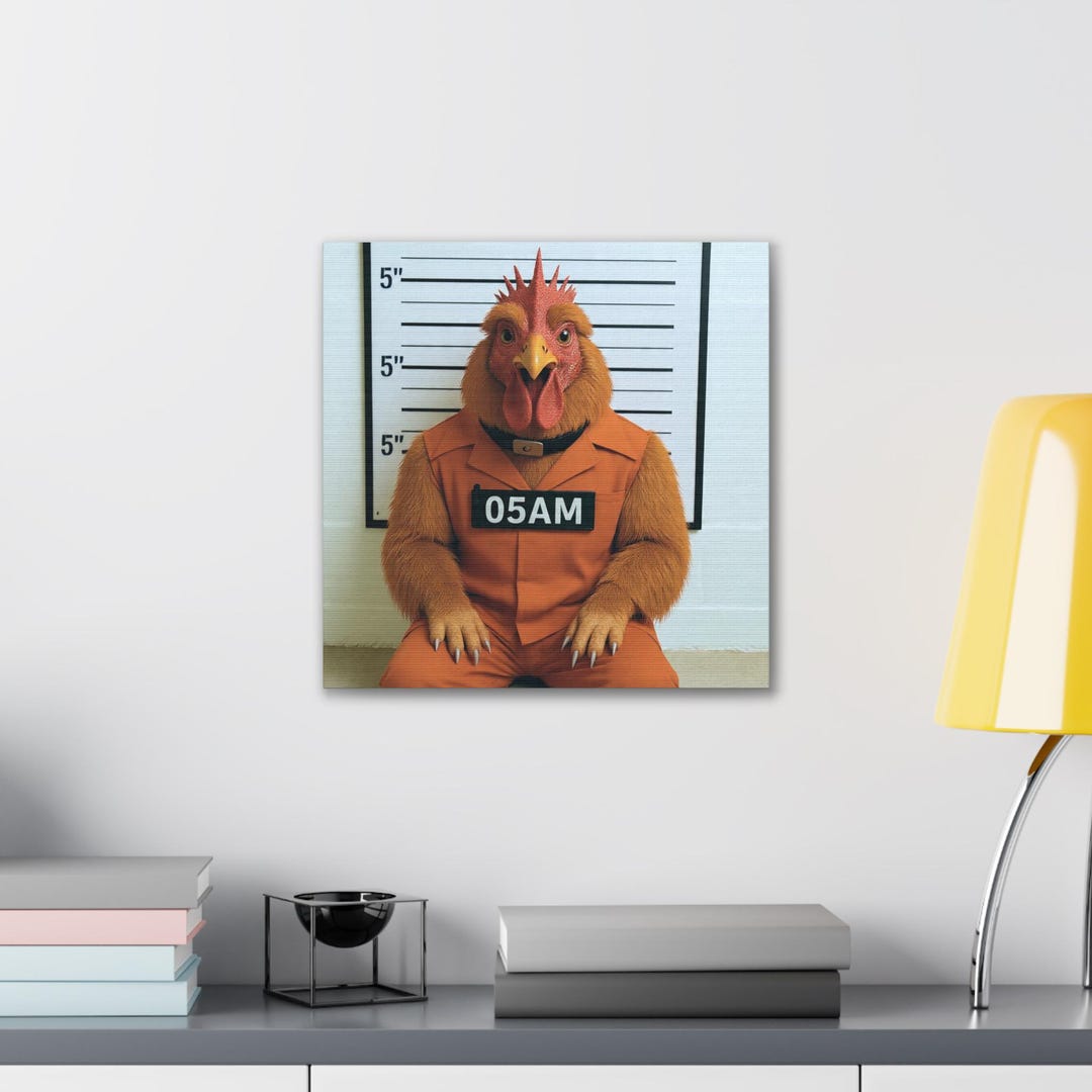 Chicken Mugshot Canvas Stretched | Funny Prisoner Chicken Wall Art - Etsy
