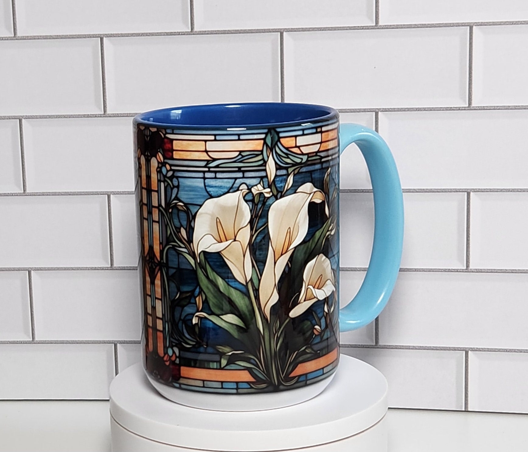 Calla Lilies Stained Glass Design Mug - Etsy