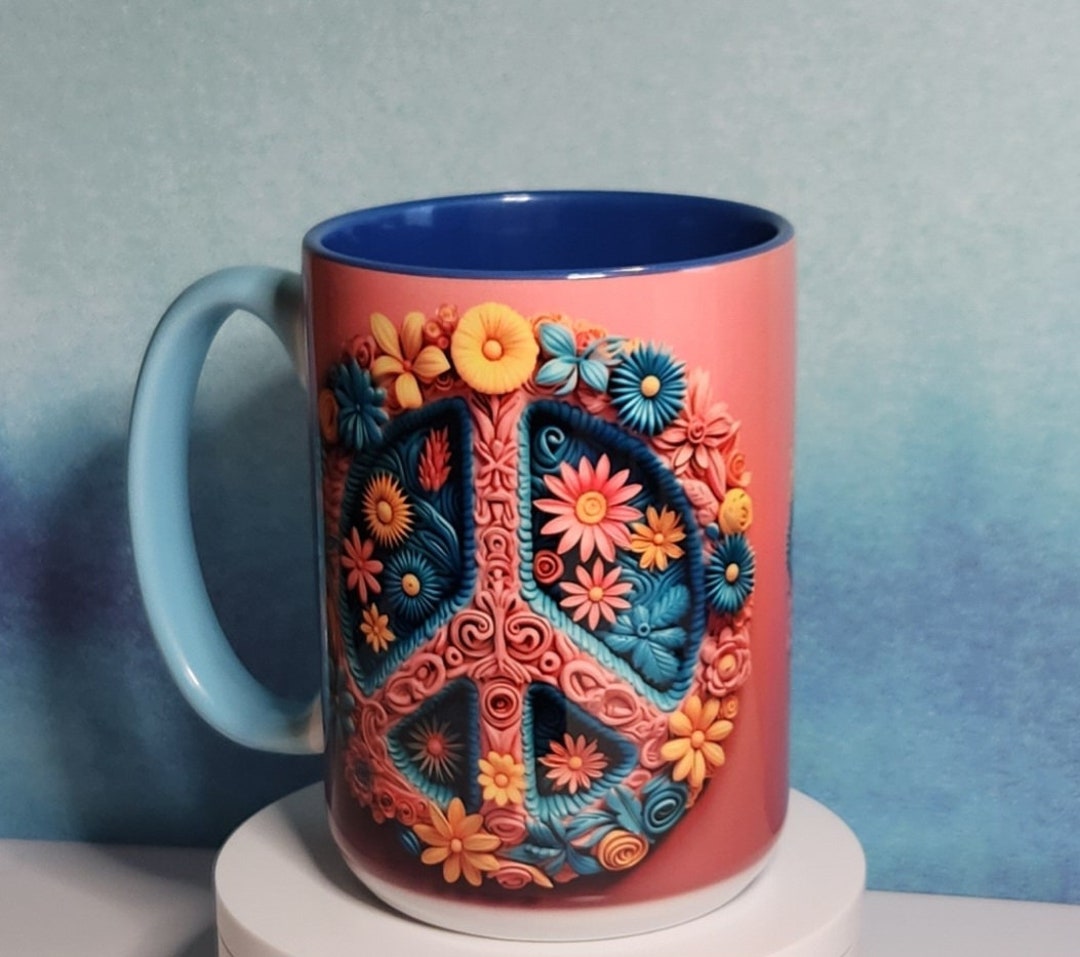 3D Floral Peace Mug - Etsy
