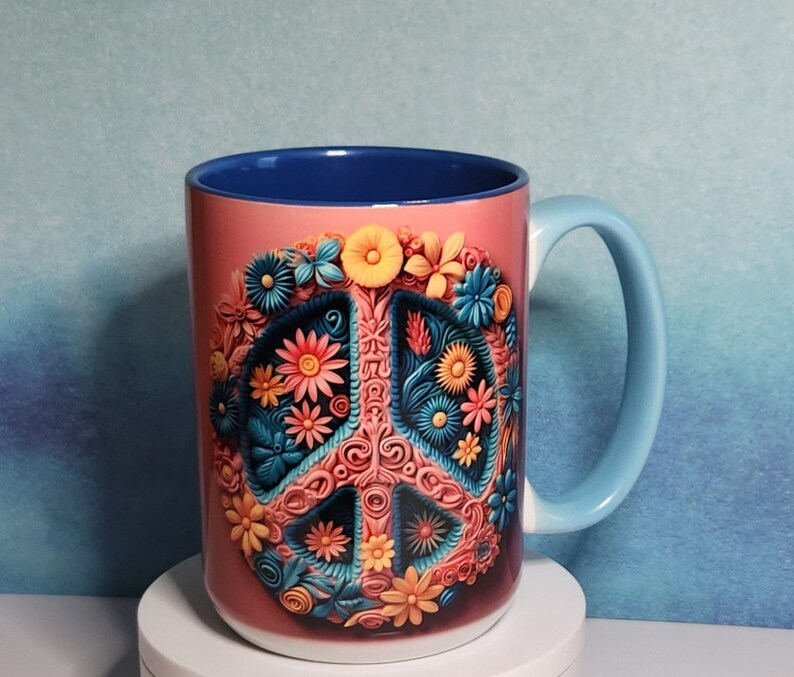 3D Floral Peace Mug - Etsy